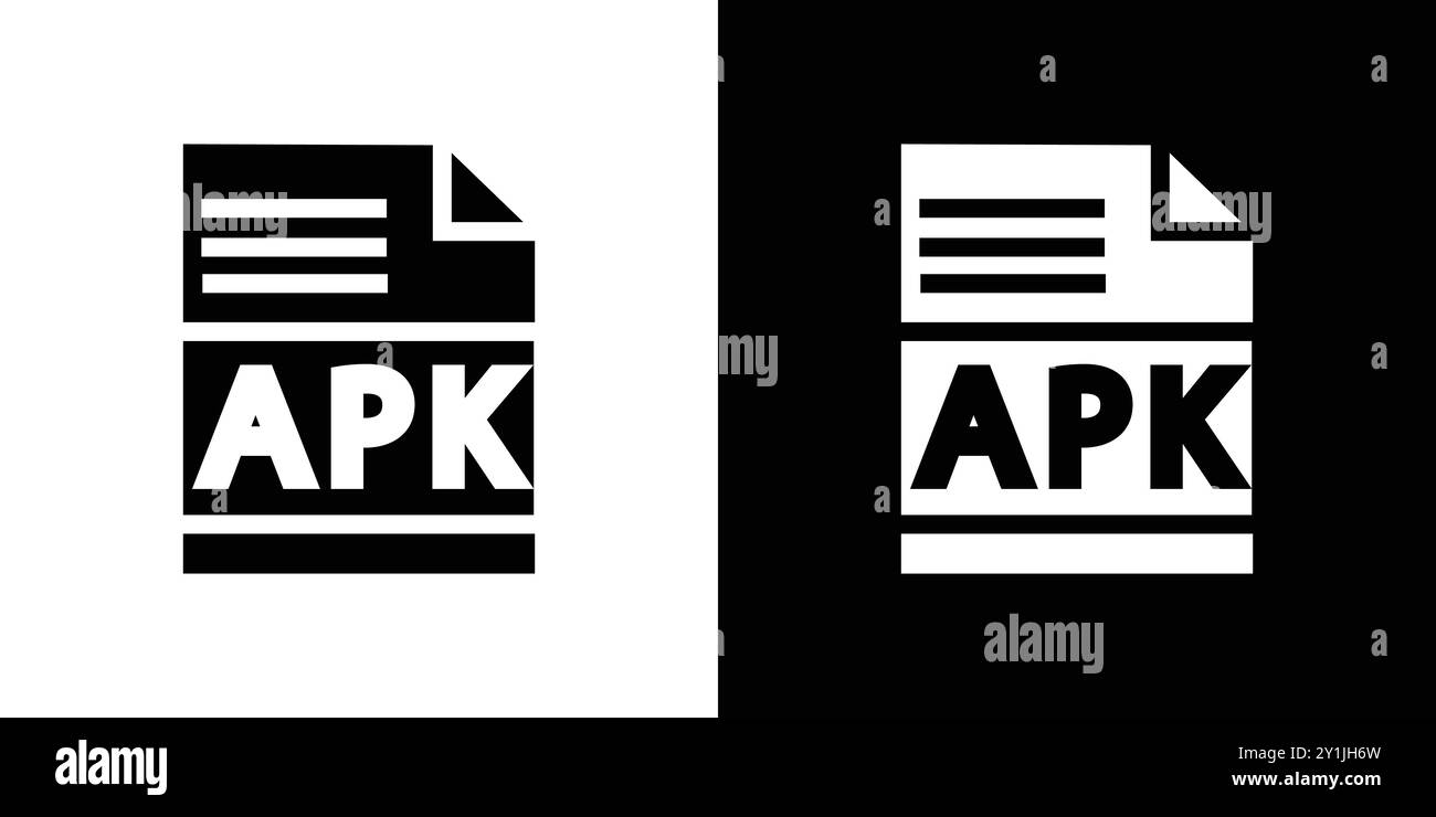 APK file formate icon simple flat vector symbol outline collection set ...