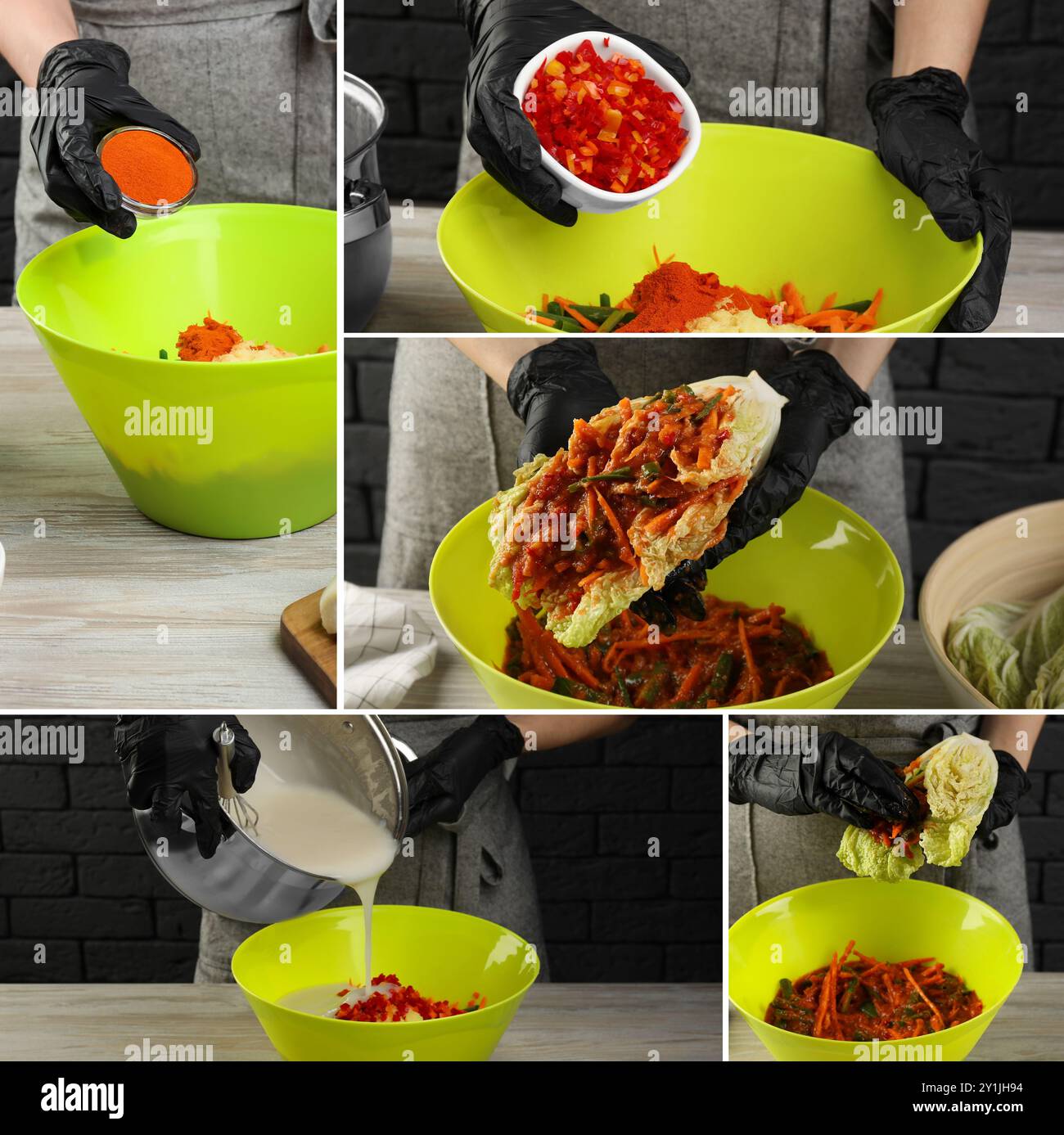 Traditional Korean kimchi. Collage of step-by-step recipe Stock Photo ...