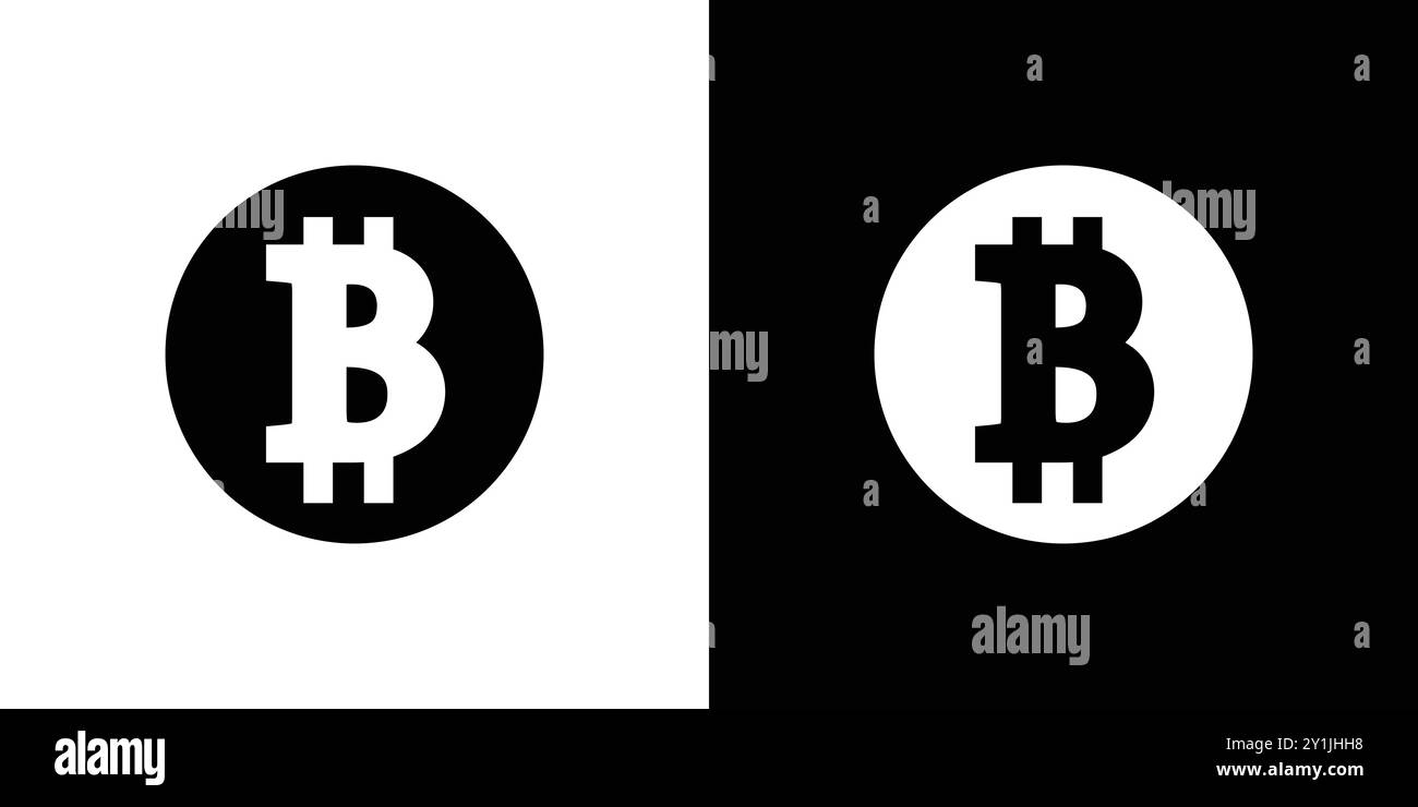 Bitcoin icon simple flat vector symbol outline collection set logo ...