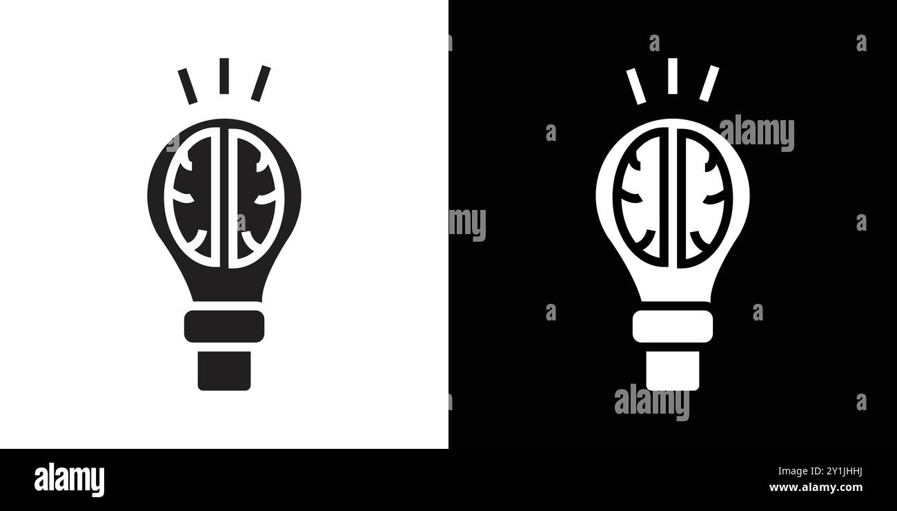 Brain idea icon simple flat vector symbol outline collection set logo ...