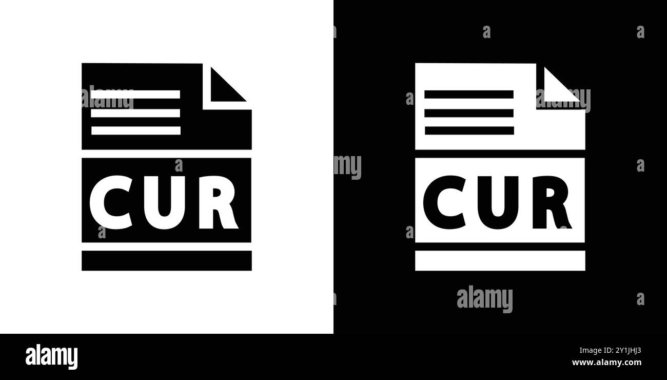 CUR File Document Icon simple flat vector symbol outline collection set ...