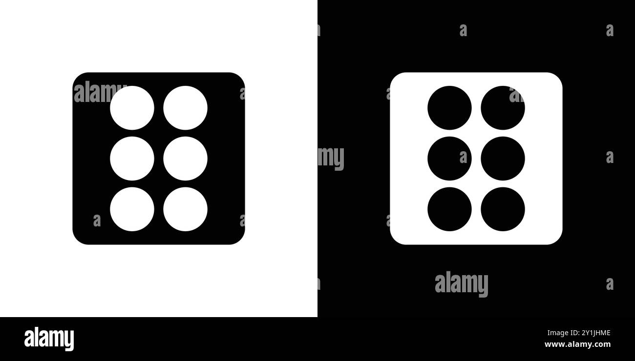 Dice Six icon design simple flat vector symbol outline collection set ...
