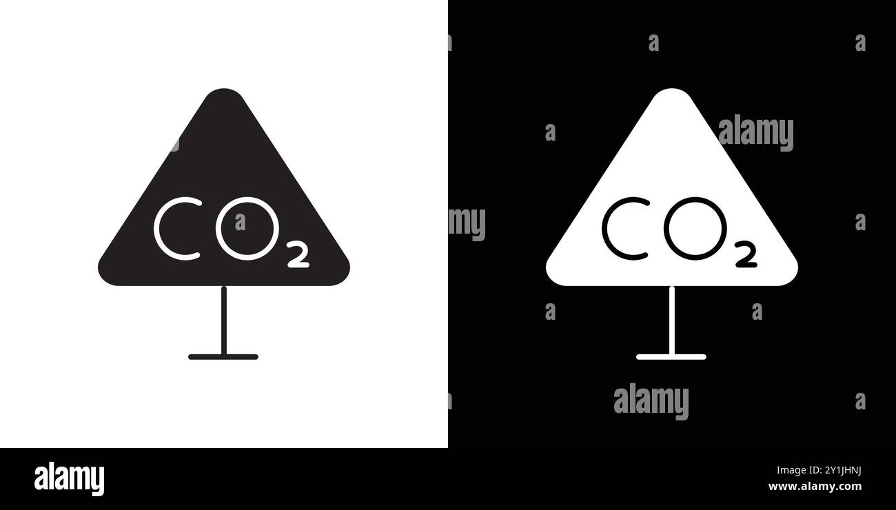 CO2 Triangle Warning icon simple flat vector symbol outline collection ...