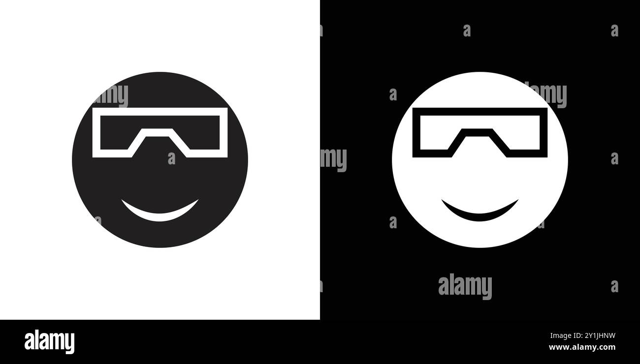 Cool Emoji Icon simple flat vector symbol outline collection set logo ...