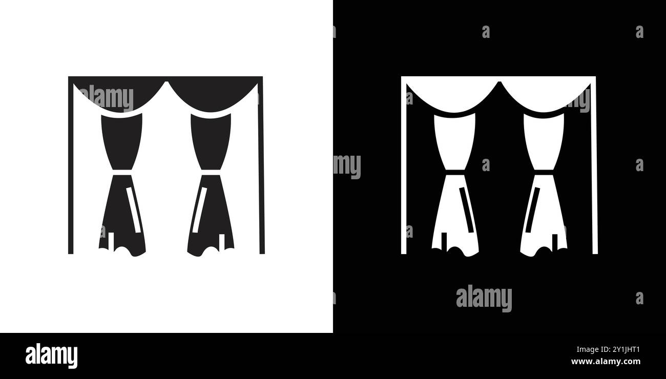 curtains icon simple flat vector symbol outline collection set logo ...