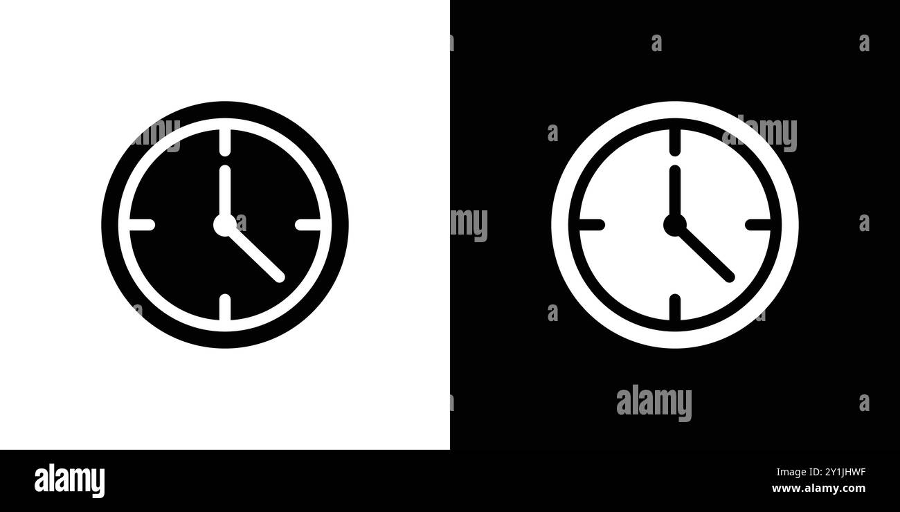 Clock icon design simple flat vector symbol outline collection set logo ...