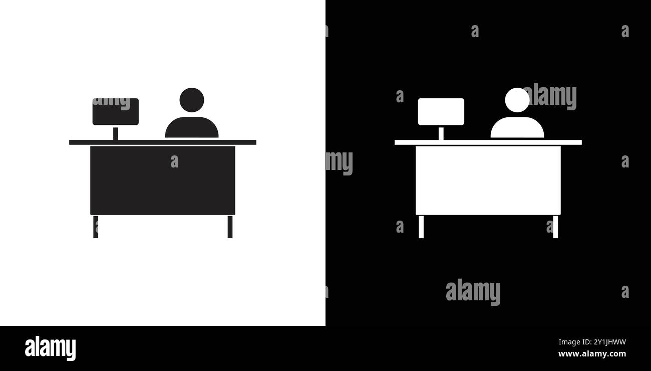 desk icon simple flat vector symbol outline collection set logo Stock ...