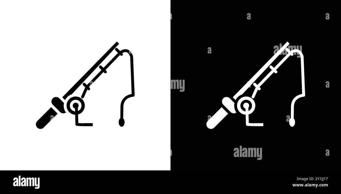 Fishing Rod icon design simple flat vector symbol outline collection ...