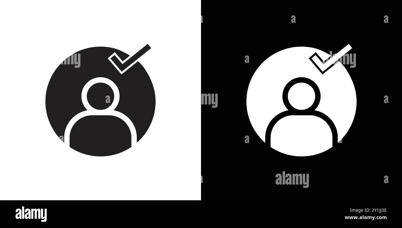 profile check icon simple flat vector symbol outline collection set ...