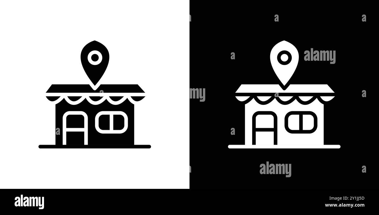 Market Place icon design simple flat vector symbol outline collection ...