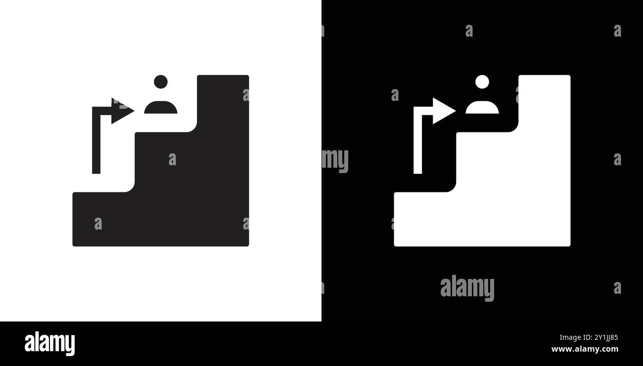 man on stairs icon simple flat vector symbol outline collection set ...