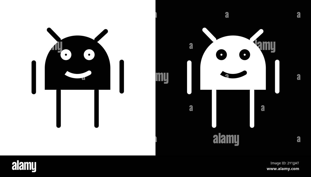Robort icon design simple flat vector symbol outline collection set ...