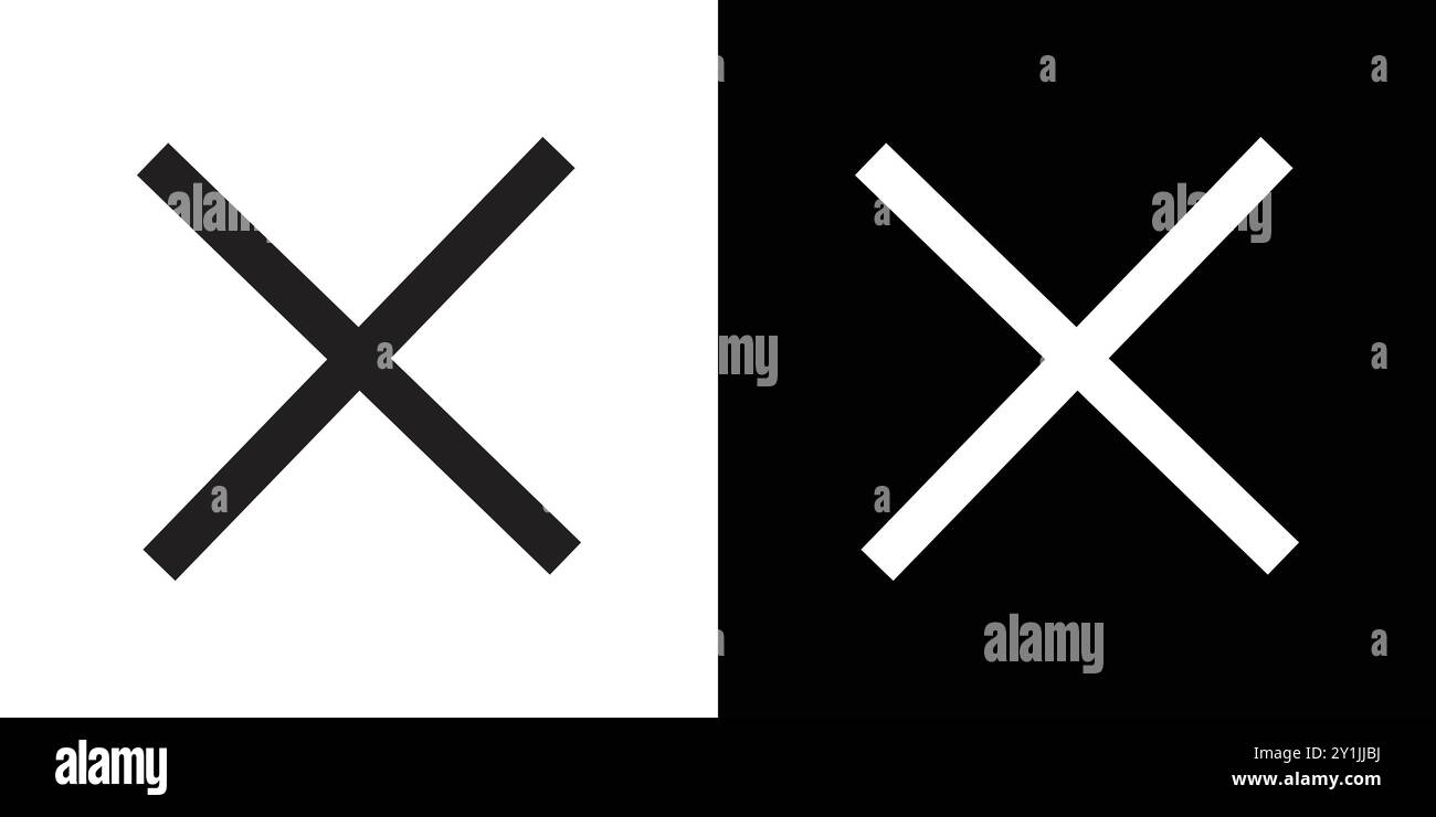 Simple cross line icon simple flat vector symbol outline collection set ...