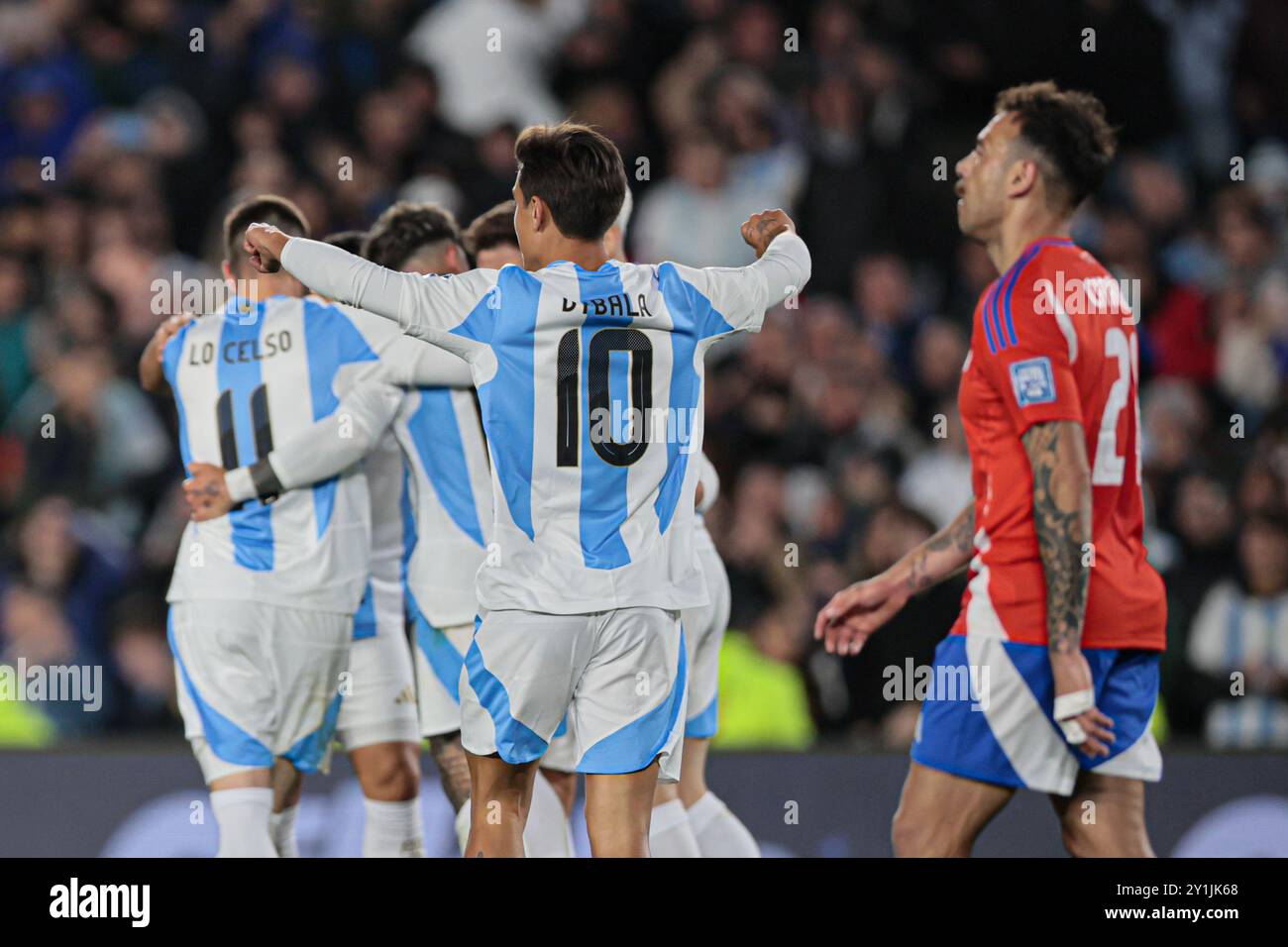Buenos Aires, Argentina - September 5, 2024. Paulo Dybala (center ...