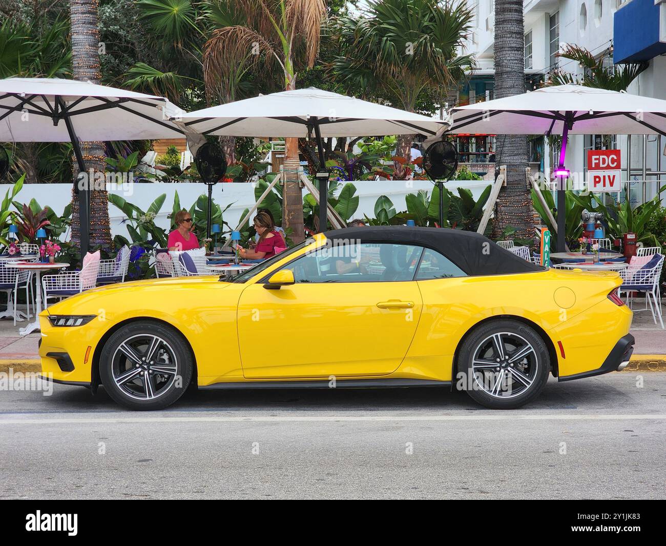Miami Beach, Florida USA - June 5, 2024: Ford Mustang EcoBoost yellow ...