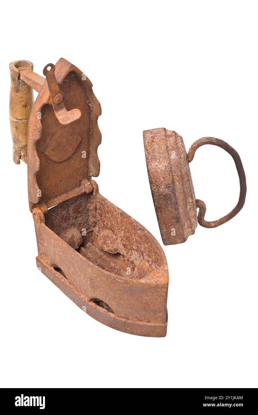 Old vintage Russian Soviet rusty iron isolated on a white Stock Photo ...