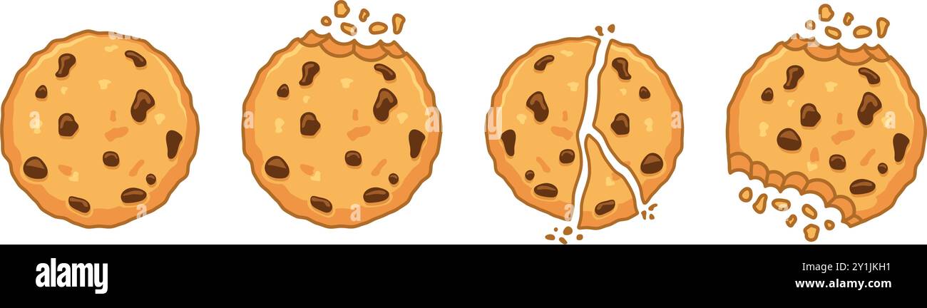 Cookies icons set in flat style. Tasty biscuits vector illustration on ...