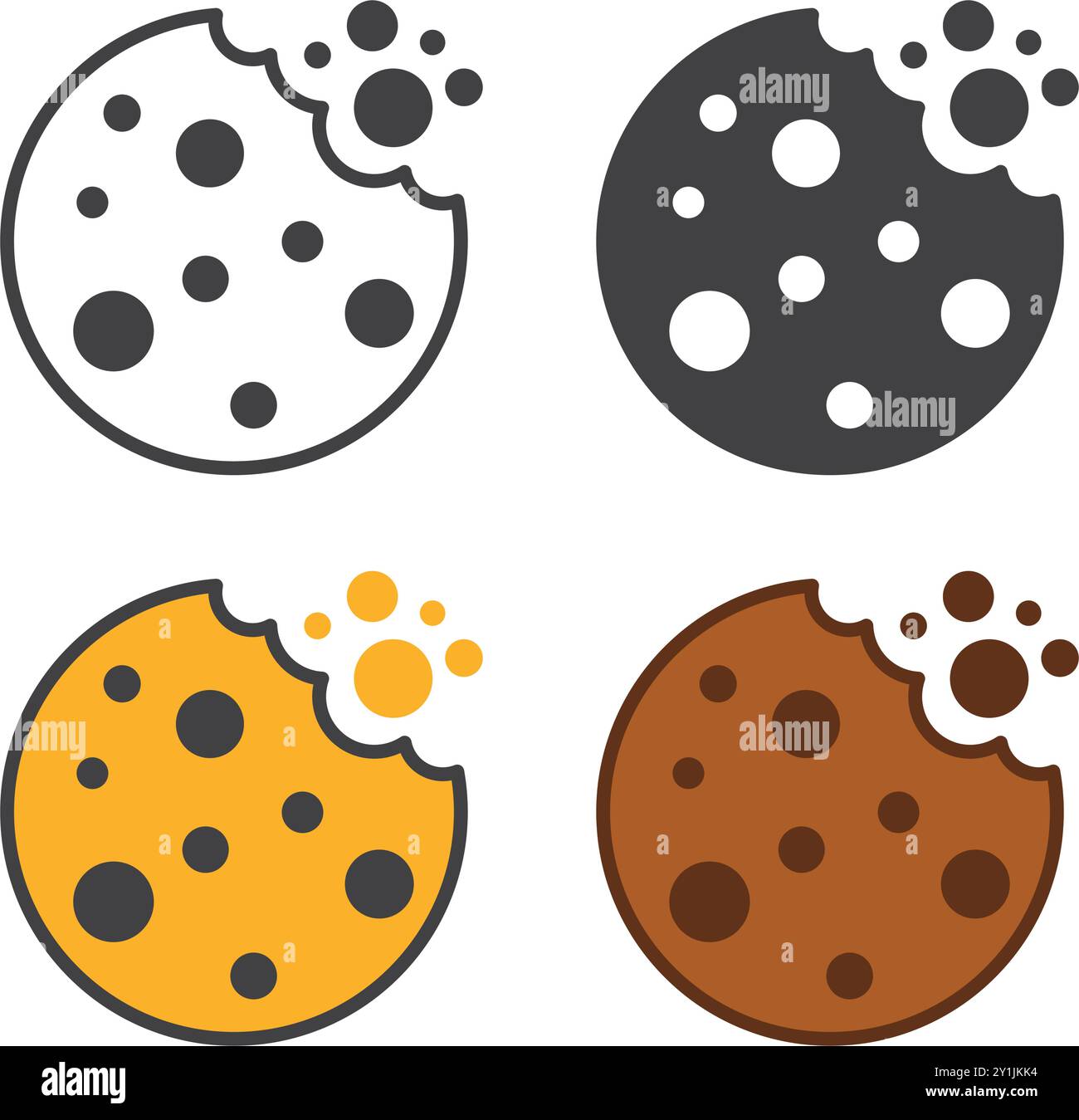 Cookies icons set in flat style. Tasty biscuits vector illustration on ...