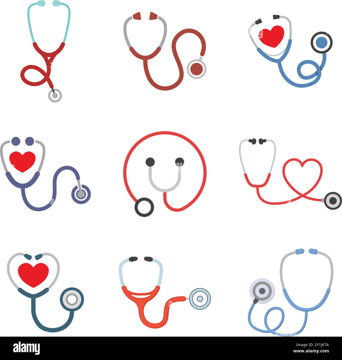 Medical stethoscope icons set in flat style. Doctor instrument vector ...