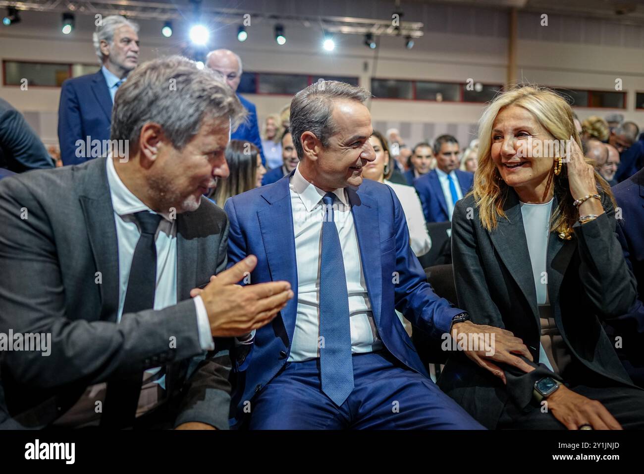 Thessaloniki, Greece. 07th Sep, 2024. Kyriakos Mitsotakis (M), Prime ...