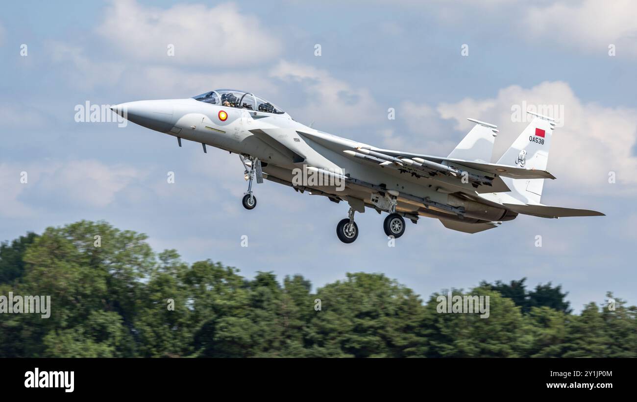 Qatari Emiri Air Force - Boeing F-15QA Ababil, arriving at RAF Fairford ...