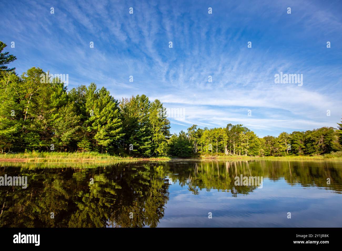 Lake Nokomis in Tomahawk, Wisconsin in the summer, horizontal Stock ...