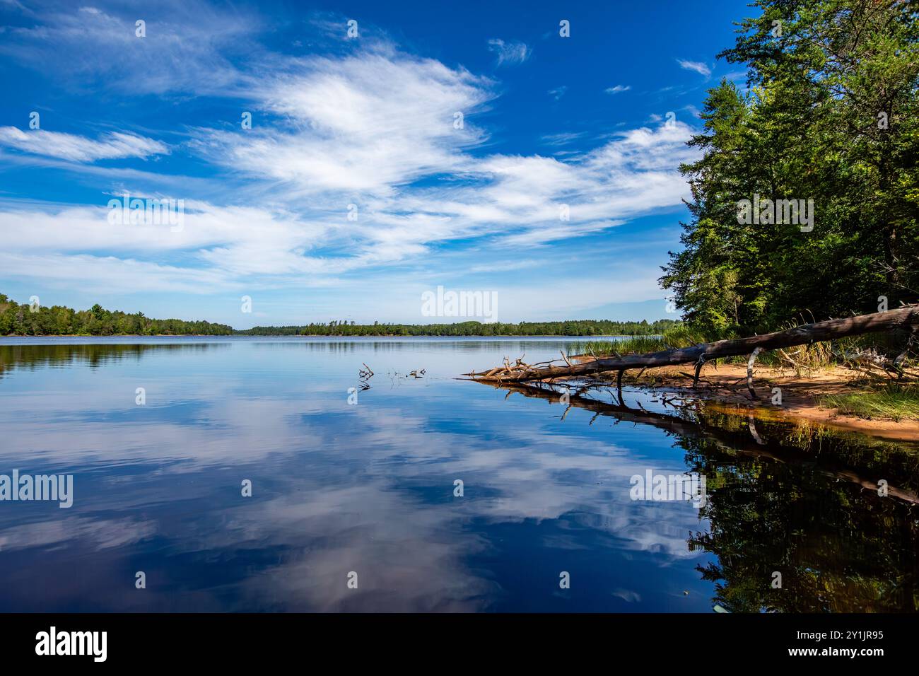 Lake Nokomis in Tomahawk, Wisconsin in the summer, horizontal Stock ...