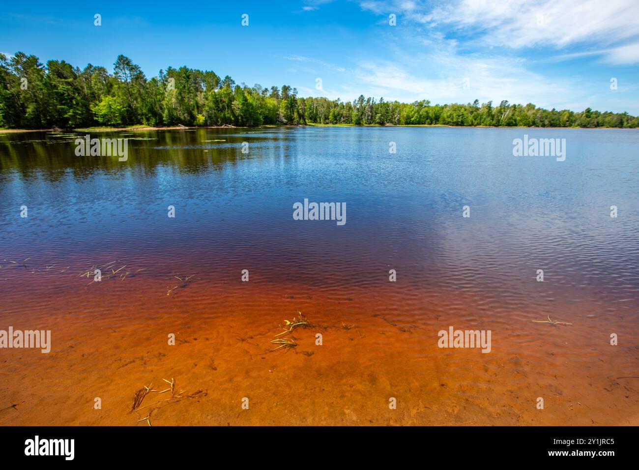 Lake Nokomis in Tomahawk, Wisconsin in the summer, horizontal Stock ...