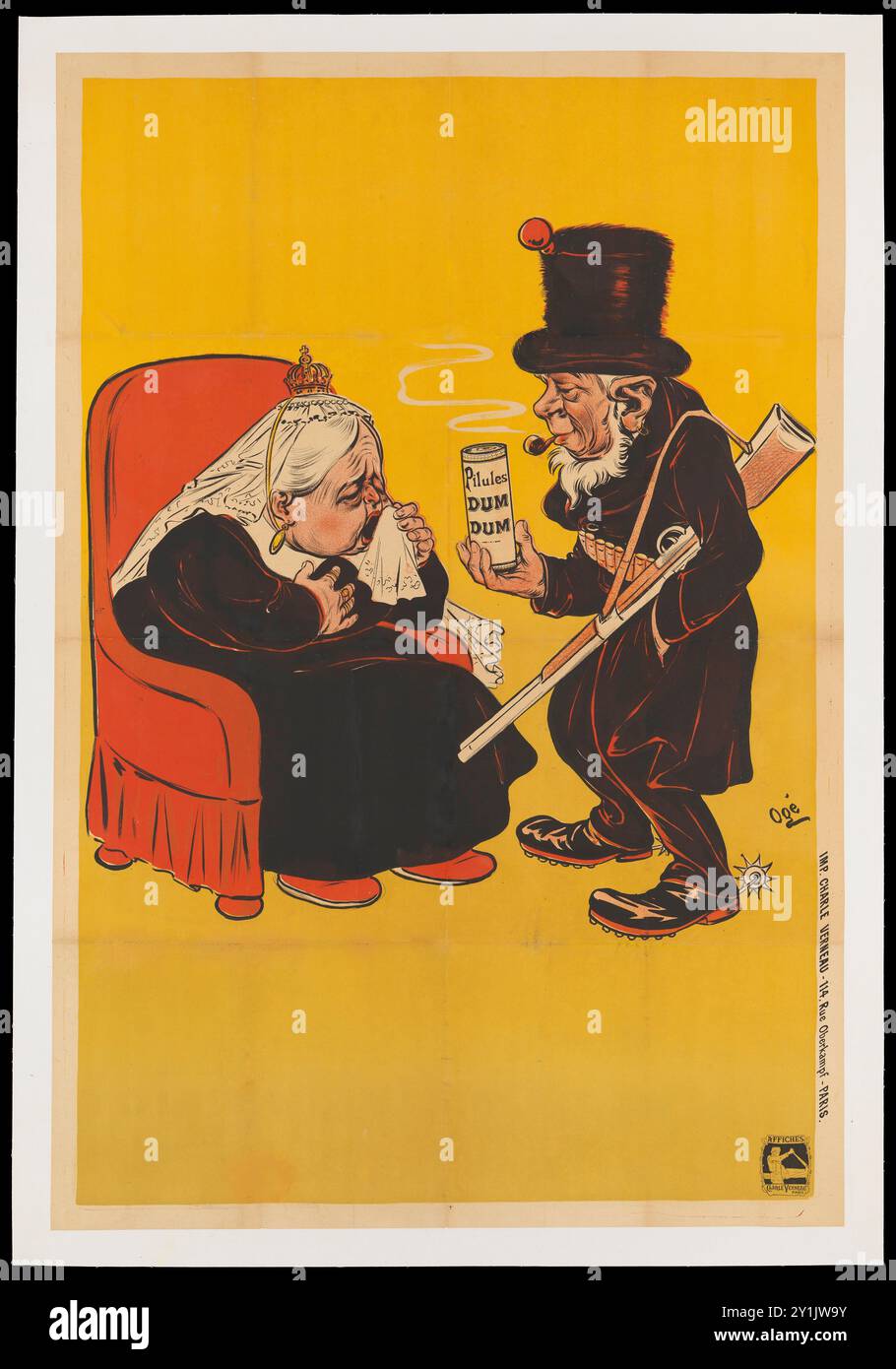 Queen Victoria depicted with Paul Kruger offering 'Dum-dum' pills in ...