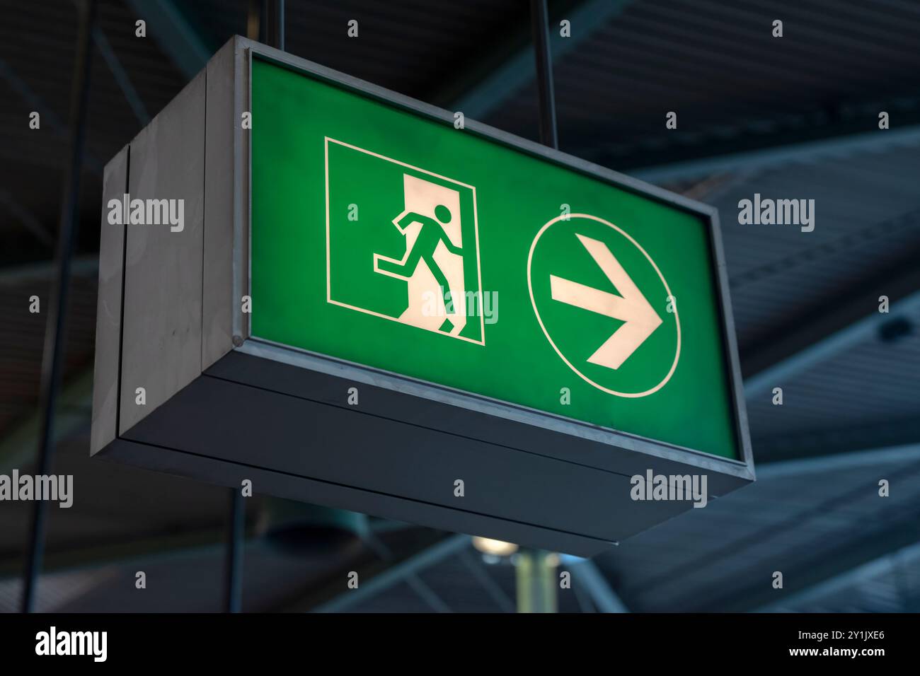 Emergency Exit Sign At Schiphol Airport The Netherlands 29-8-2024 Stock ...