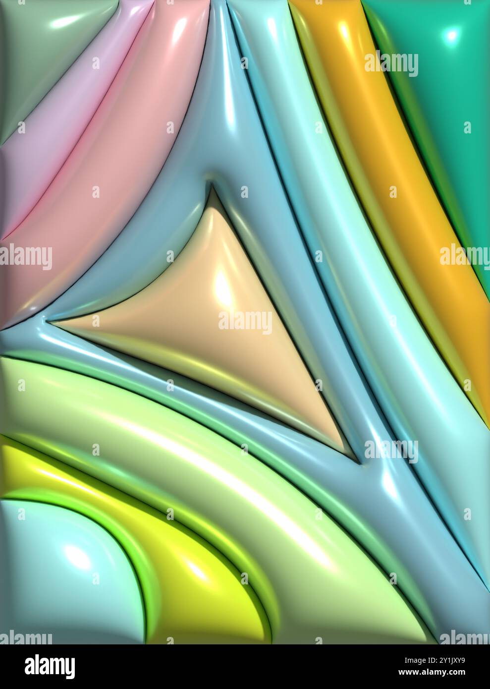 Various volumetric figures with a smooth shiny surface, 3D rendering ...
