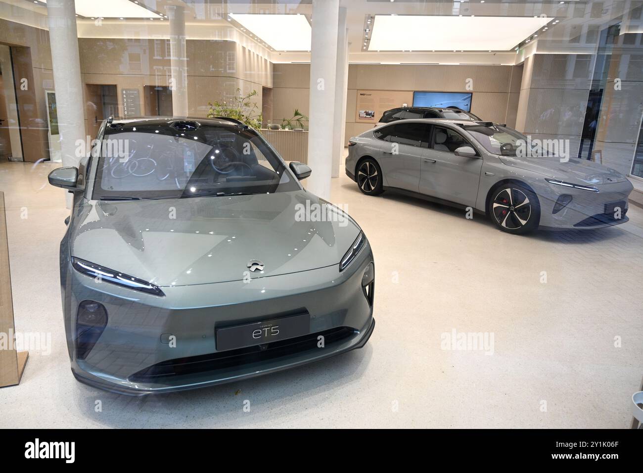 Amsterdam, Netherlands - August 24, 2024: The Nio ET5 and ET7 electric ...
