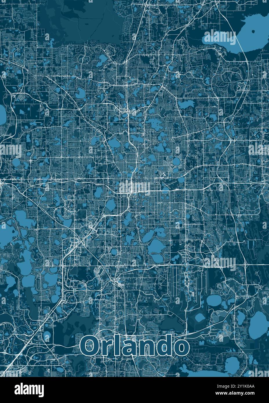 Orlando, Florida USA artistic blueprint map poster Stock Vector Image ...