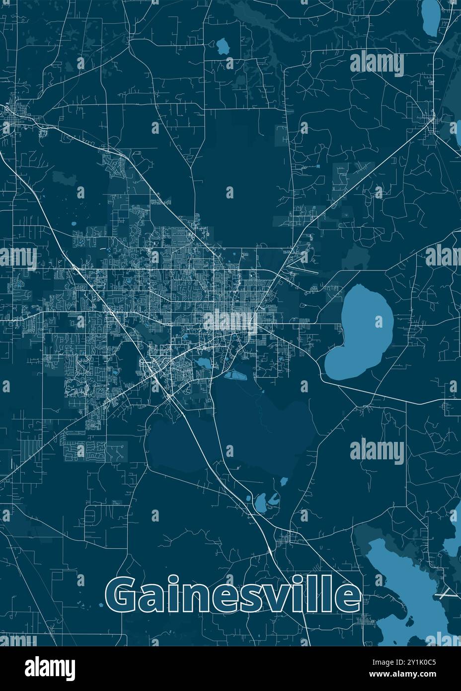 Gainesville, Florida USA artistic blueprint map poster Stock Vector ...