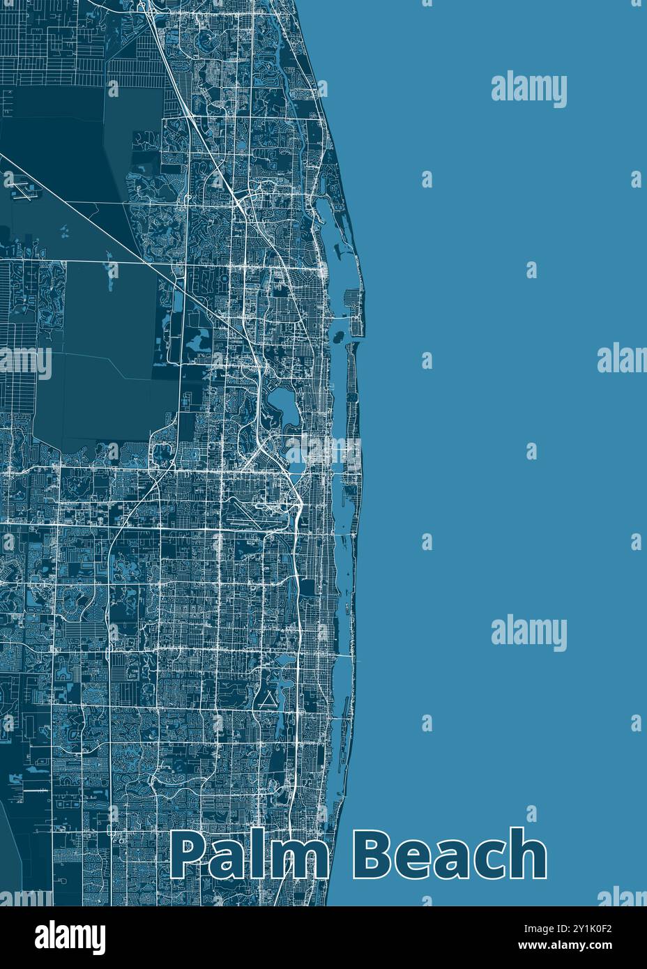 Palm Beach, Florida USA artistic blueprint map poster Stock Vector ...