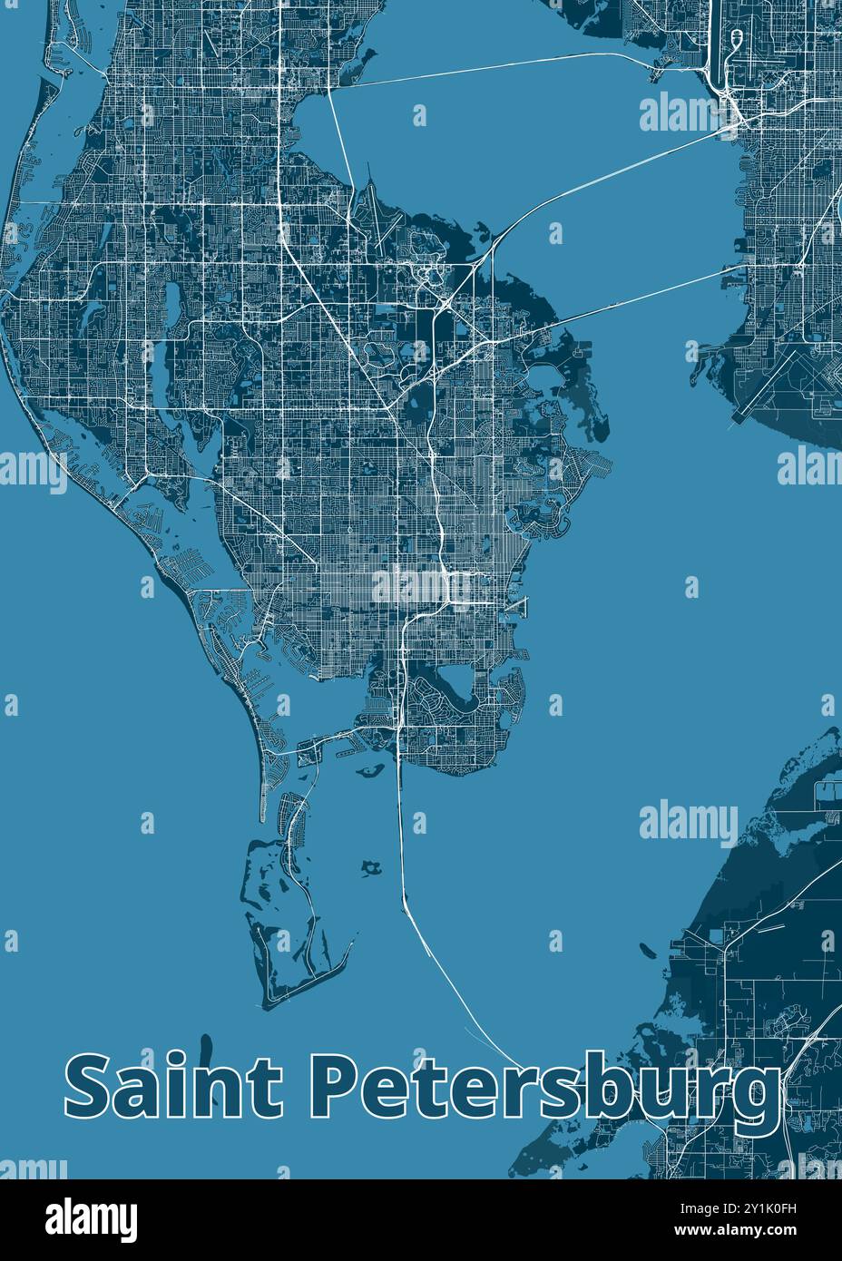 Saint Petersburg, Florida USA artistic blueprint map poster Stock ...