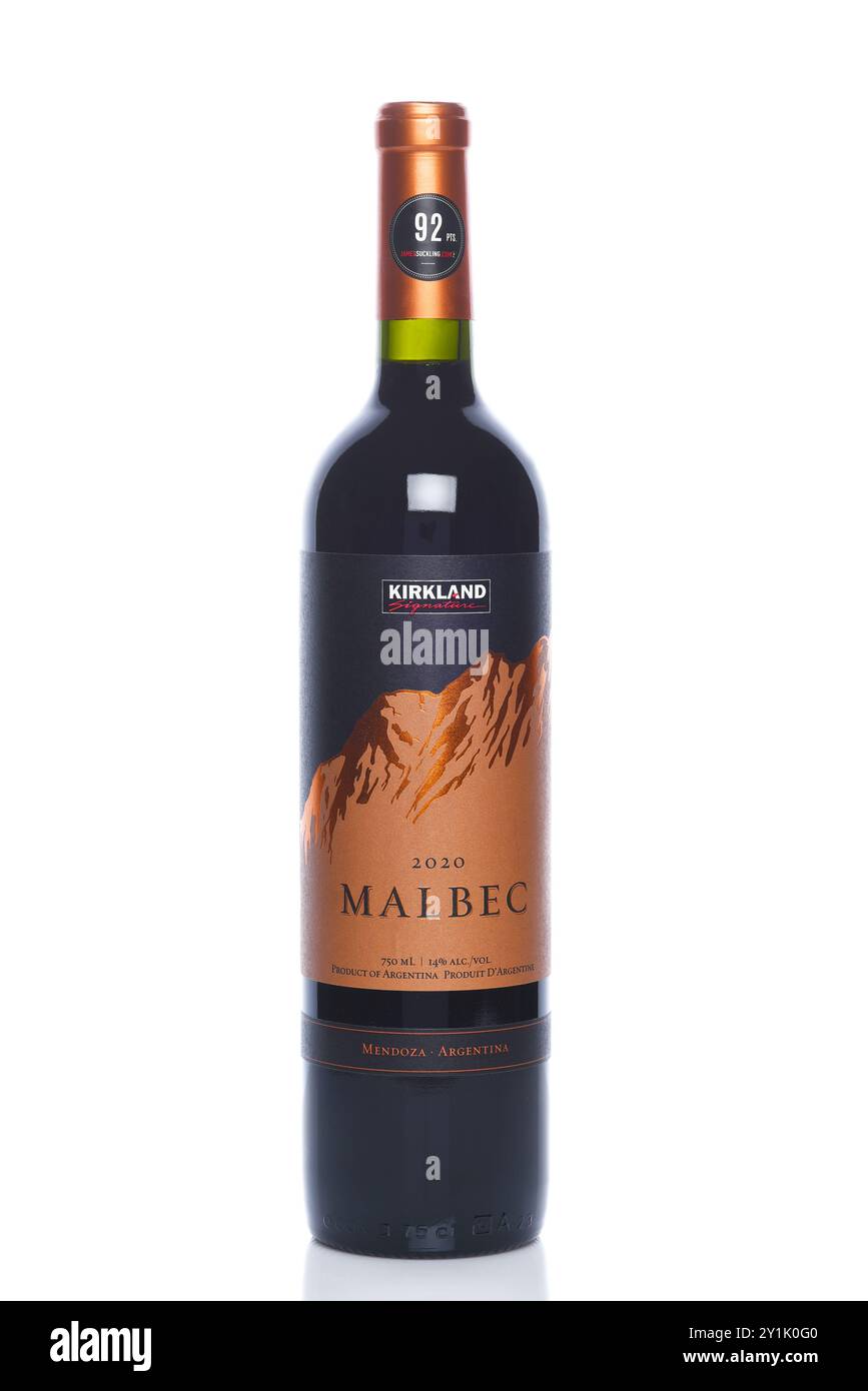 IRVINE, CALIFORNIA - 6 SEPT 2024: A bottle of Kirkland Malbec from ...