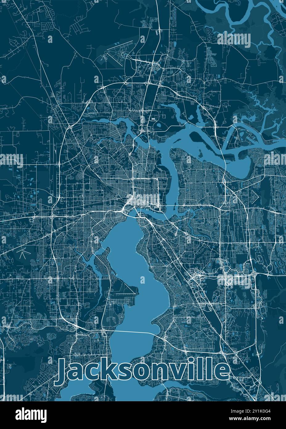 Jacksonville, Florida USA artistic blueprint map poster Stock Vector ...