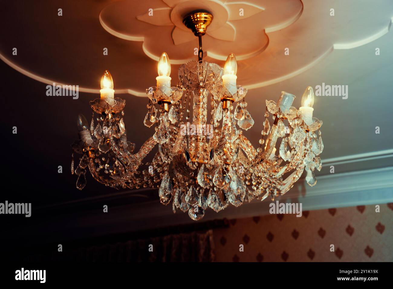a beautiful crystal chandelier Stock Photo - Alamy