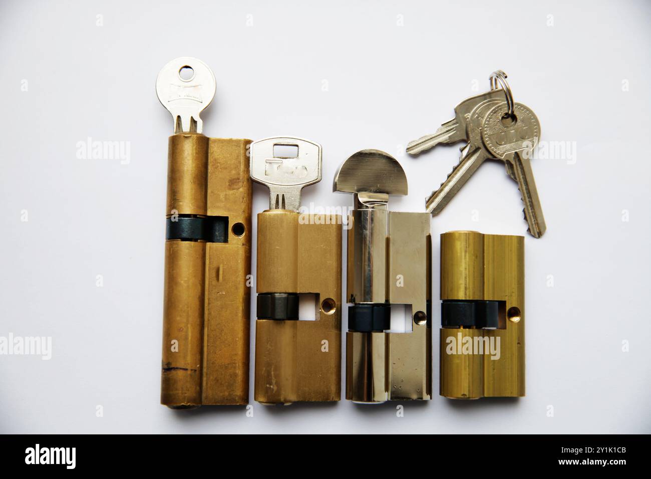 interior door lock assembly and key on a white background Stock Photo ...