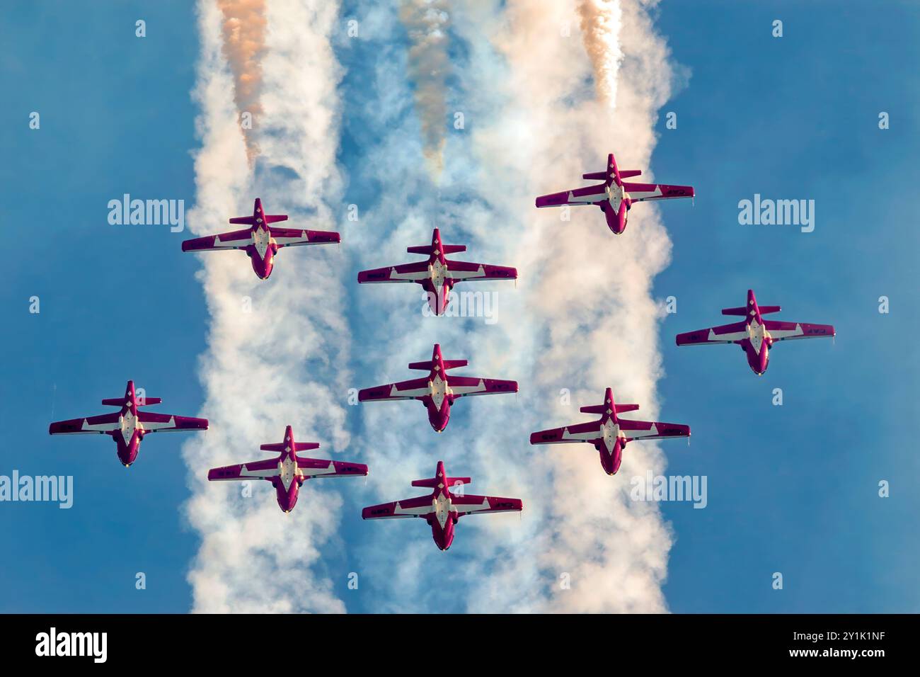 The Royal Canadian Air Force (RCAF) Snowbirds performing at an airshow ...