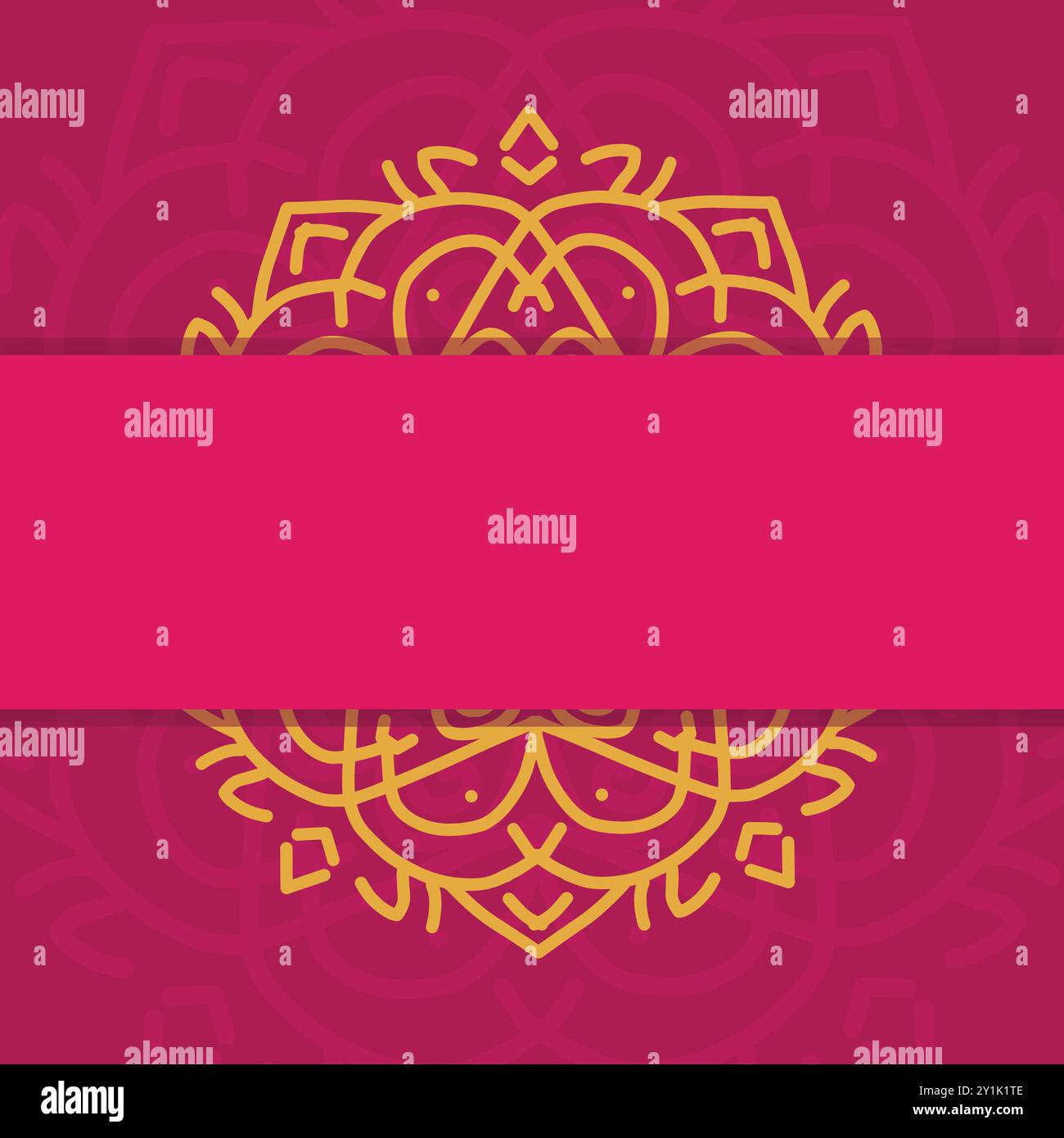Deep Red Hindu Wedding Invitation Card Design with Golden Mandala and ...