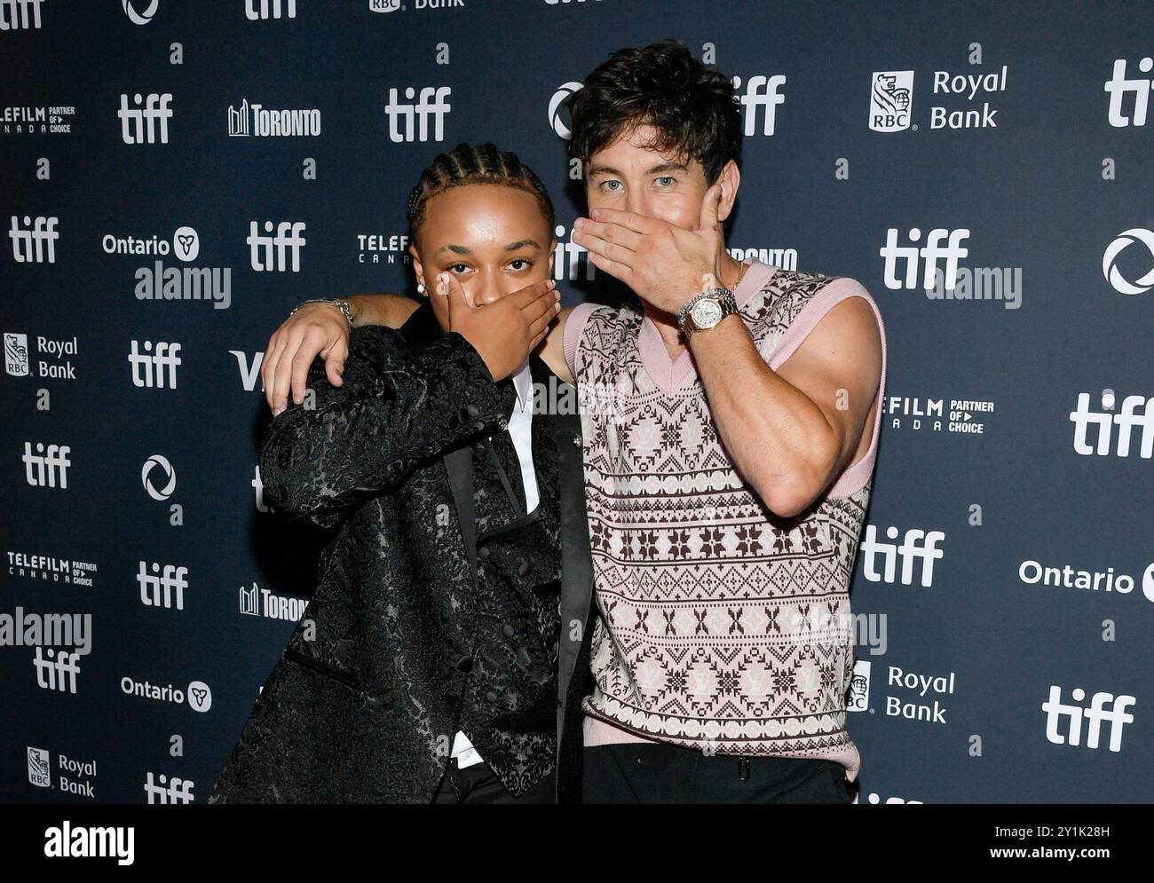 Nykiya Adams, left, and Barry Keoghan attend the premiere of "Bird" at ...