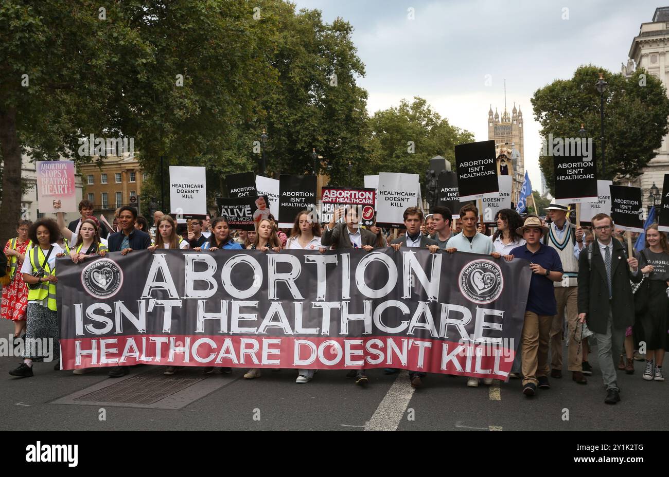 London, England, UK. 7th Sep, 2024. Pro-life supporters march through ...