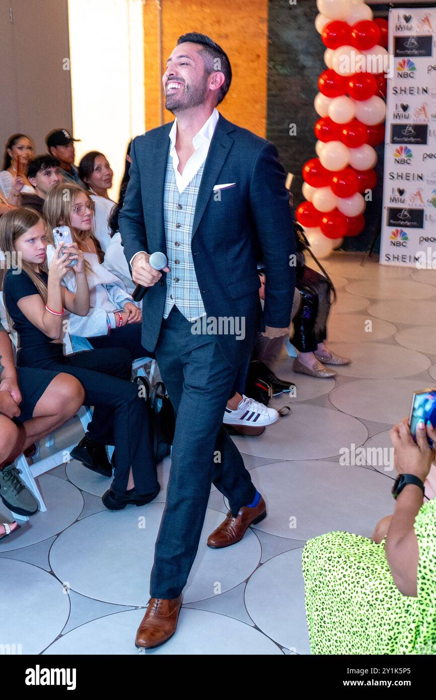 New York, NY, USA. 6th Sep, 2024. Gabriel Cornejo, co-emcee, on the ...