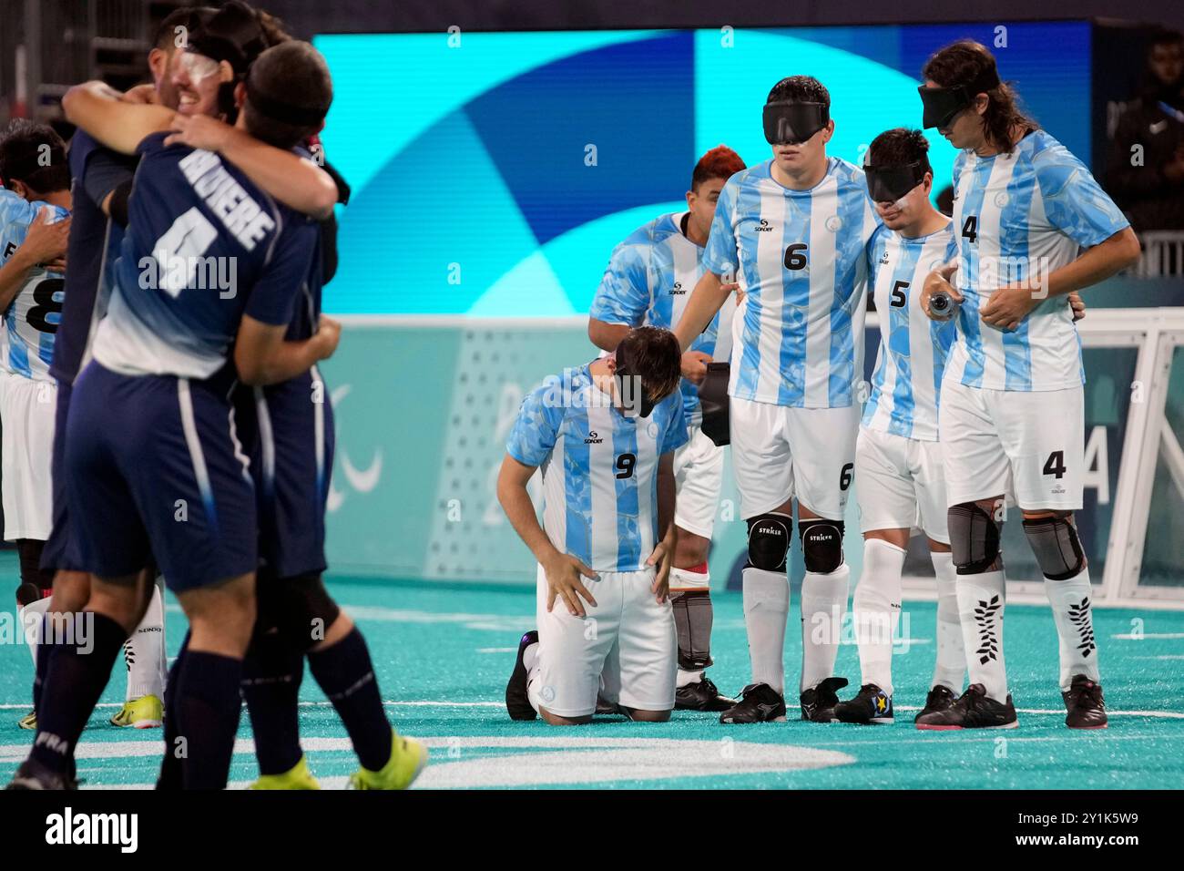 Argentina players look dejected after losing the blind football gold ...