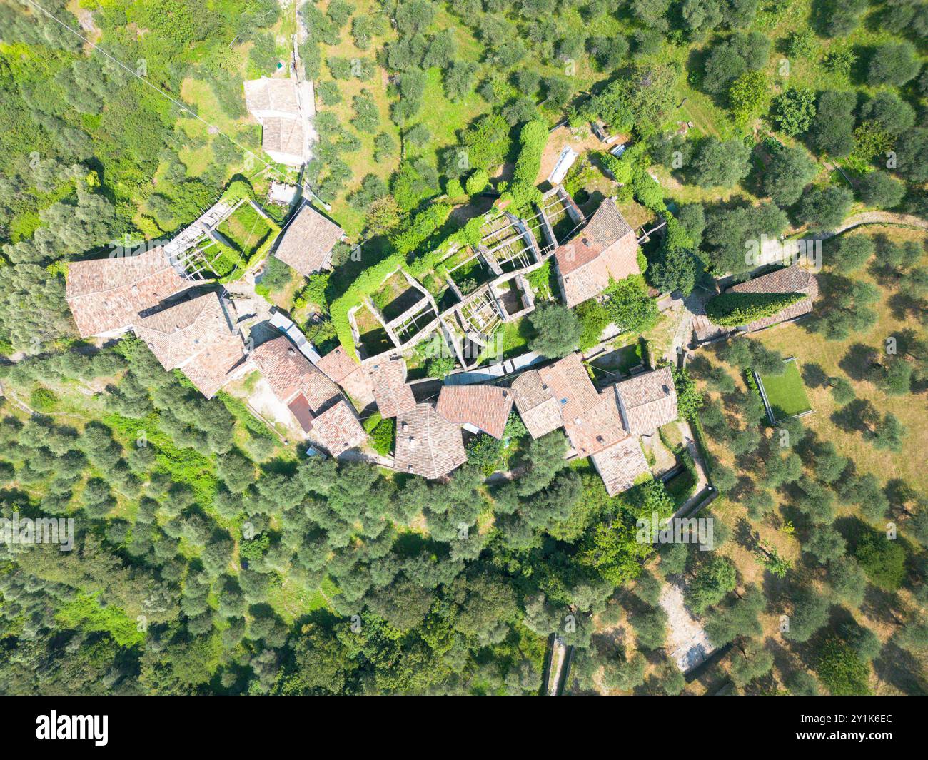 View from right above of the ghost town of Campo di Brenzone on Lake ...