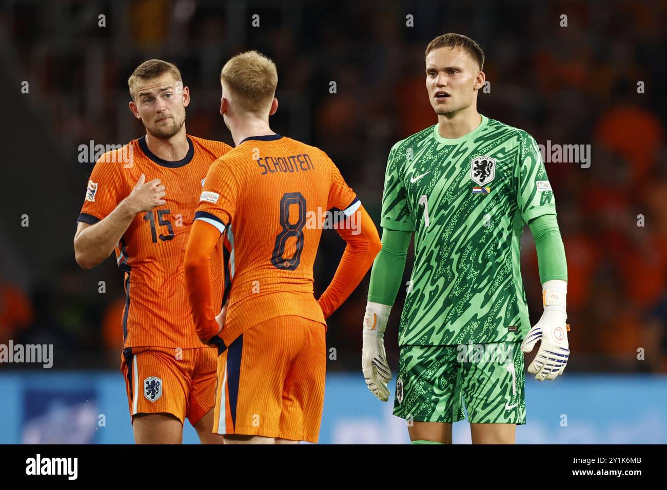 EINDHOVEN - (l-r) Matthijs De Ligt of Holland, Jerdy Schouten of ...
