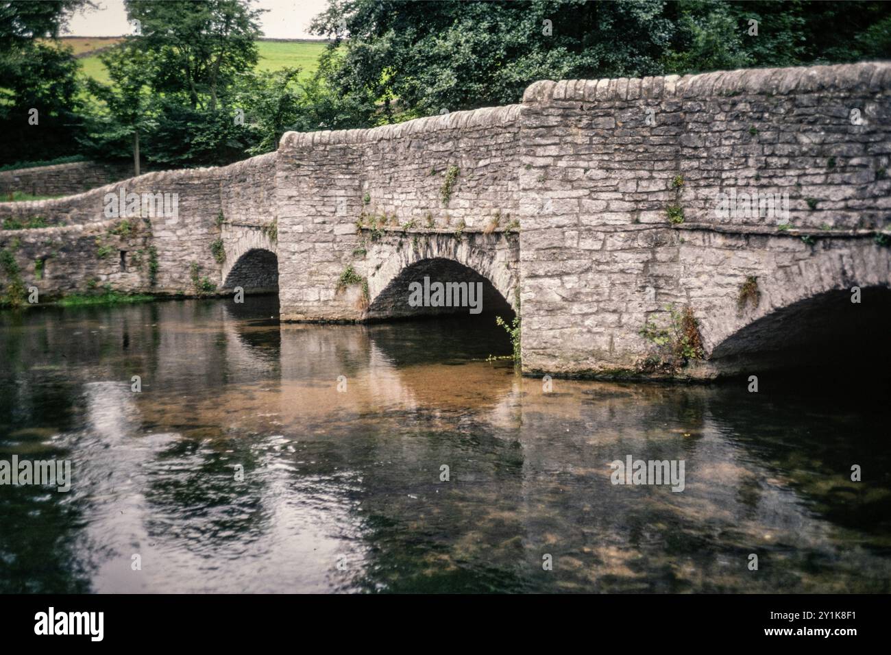 A vintage photographic slide of an old English stone bridge Stock Photo ...