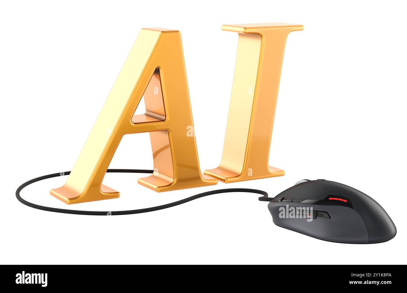 AI with computer mouse, 3D rendering isolated on white background Stock Photo - Alamy